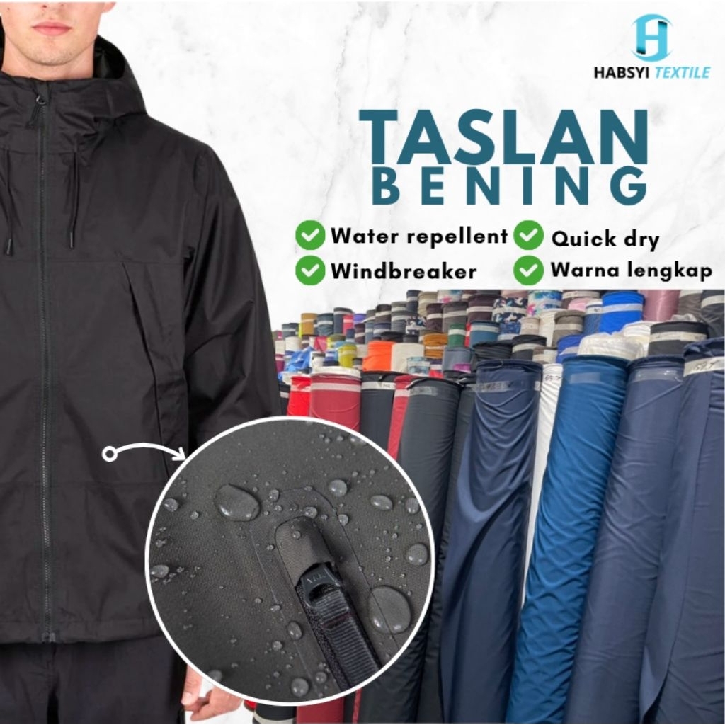 Jual Bahan Kain Parasut Taslan Bening/Coating Bening Wp Tahan Air/Water ...