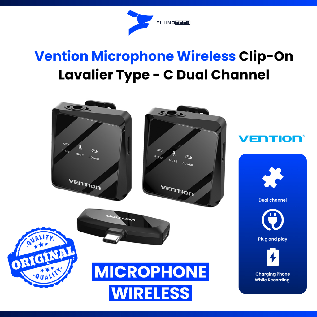 Jual VENTION MICROPHONE WIRELESS MIC CLIP ON LIVE STREAMING DUAL ...
