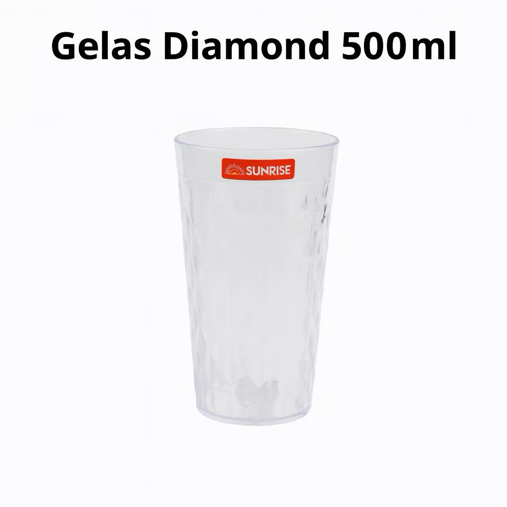 Jual Gelas Akrilik Bening 500ml - Gelas Diamond - Gelas Kristal Motif ...
