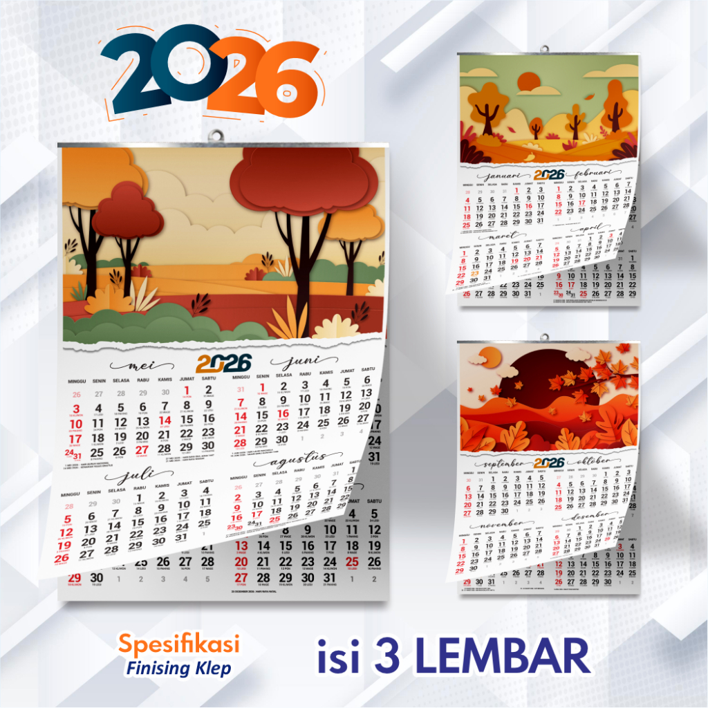 Jual cetak kalender aesthetic 2026 klep ukuran A3 | Shopee Indonesia