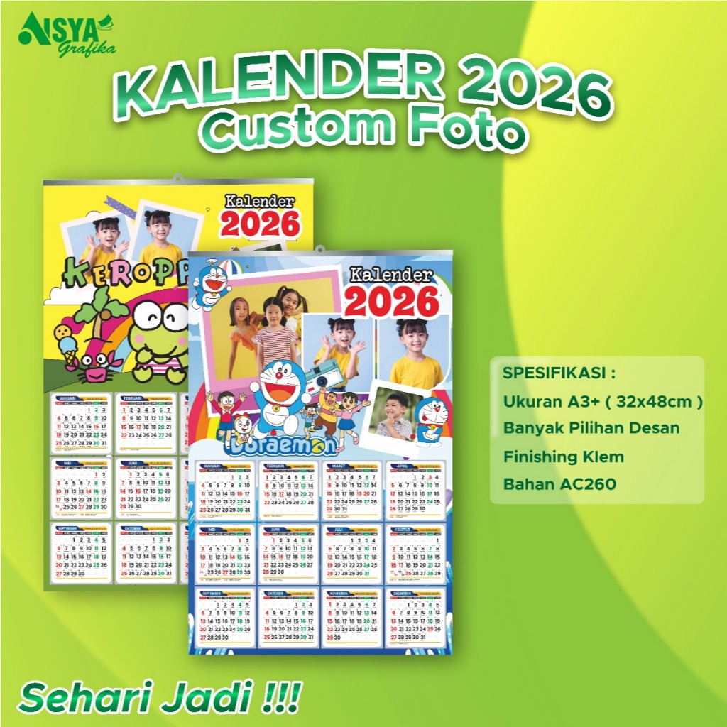 Jual Kalender 2026 Custom Foto Keluarga Gambar Bebas Finishing Klem ...