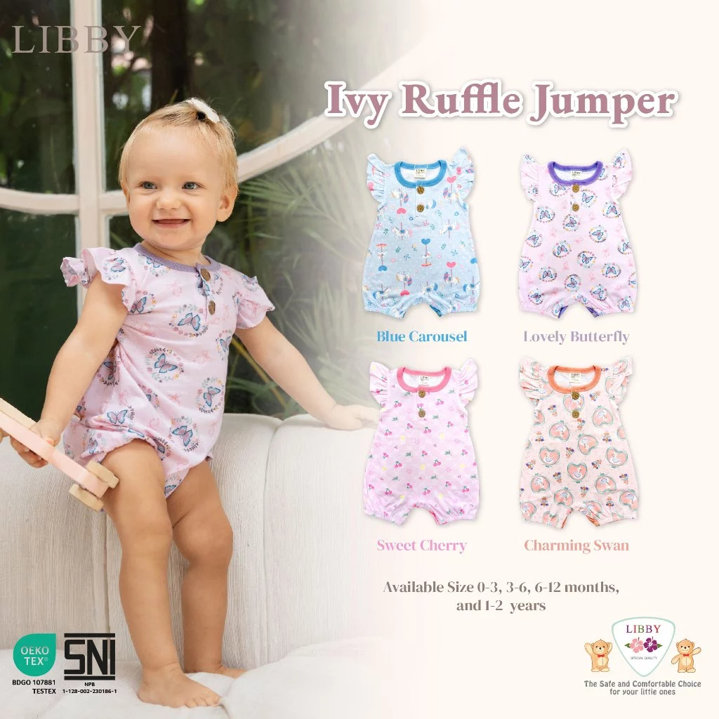 Jual Libby Ivy Ruffle & Puffy Jumper Ruffle Bayi Motif Girl Romper ...