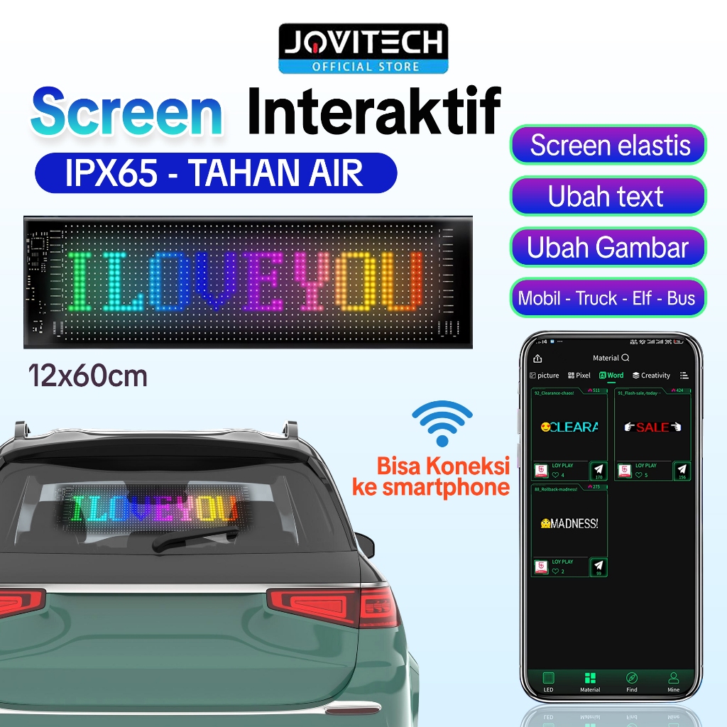 Jual Jovitech LP12 GPS Mobil LED RGB Panel Mobil Matrix Sign Source ...