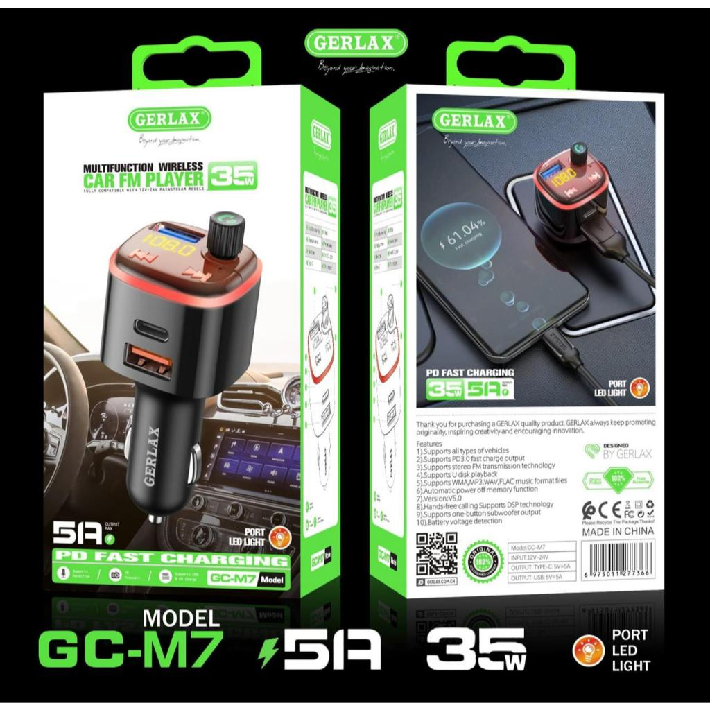 Jual GERLAX Original Car FM Player 35W Model GC-M7 Car Charger 5A 2USB ...