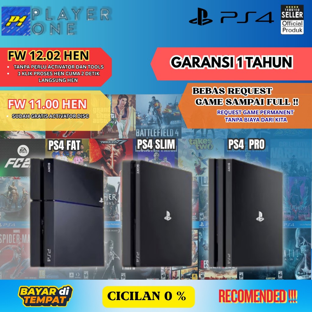 Jual PS4 HEN FW11.00 & FW12.02 Offline Permanent H3N/ PS4 SONY 1TB FAT ...
