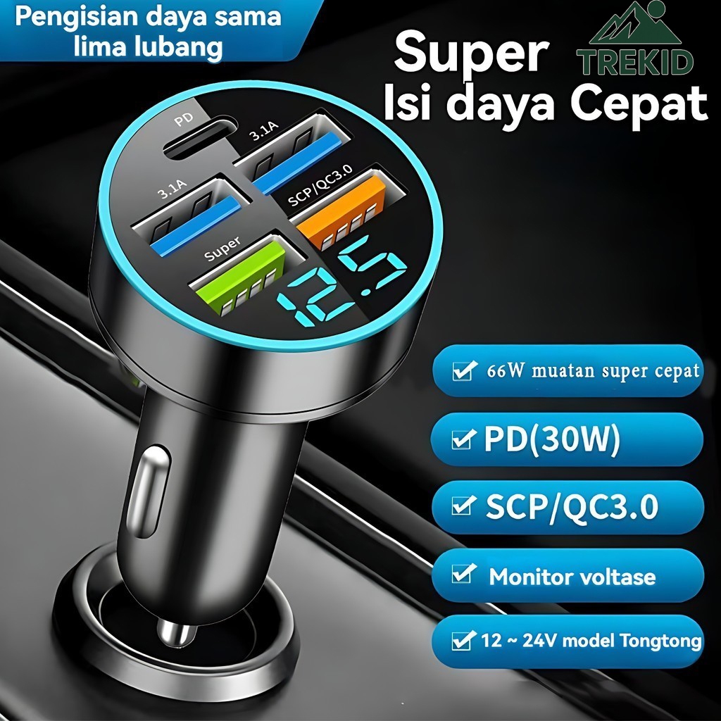 Jual Charger Mobil 4USB 66W QC 3.0 Fast Charging 5in1 Adaptor Colokan ...
