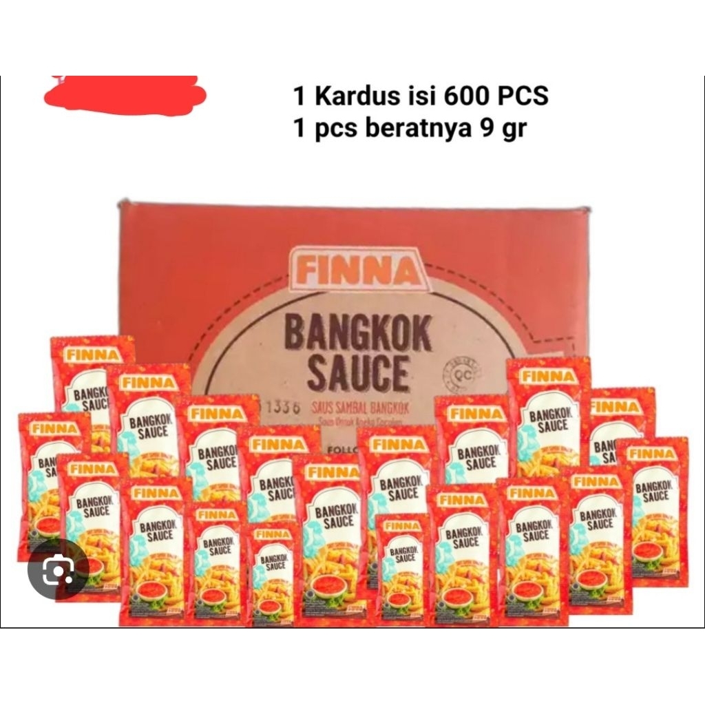 Jual KARTON ASLI PABRIK Finna Saos Sambal Bangkok Sachet 9gr isi 600PCS ...