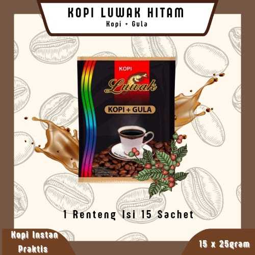 Jual KOPI LUWAK HITAM + GULA (1 Renteng isi 15 Sachet) | Shopee Indonesia