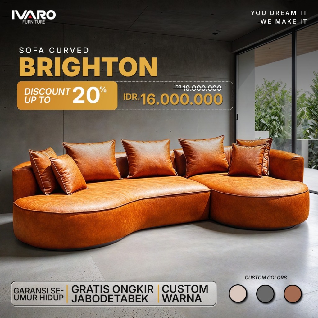 Jual Ivaro Big Ramadhan Sale Sofa L Brighton 300cm | Shopee Indonesia