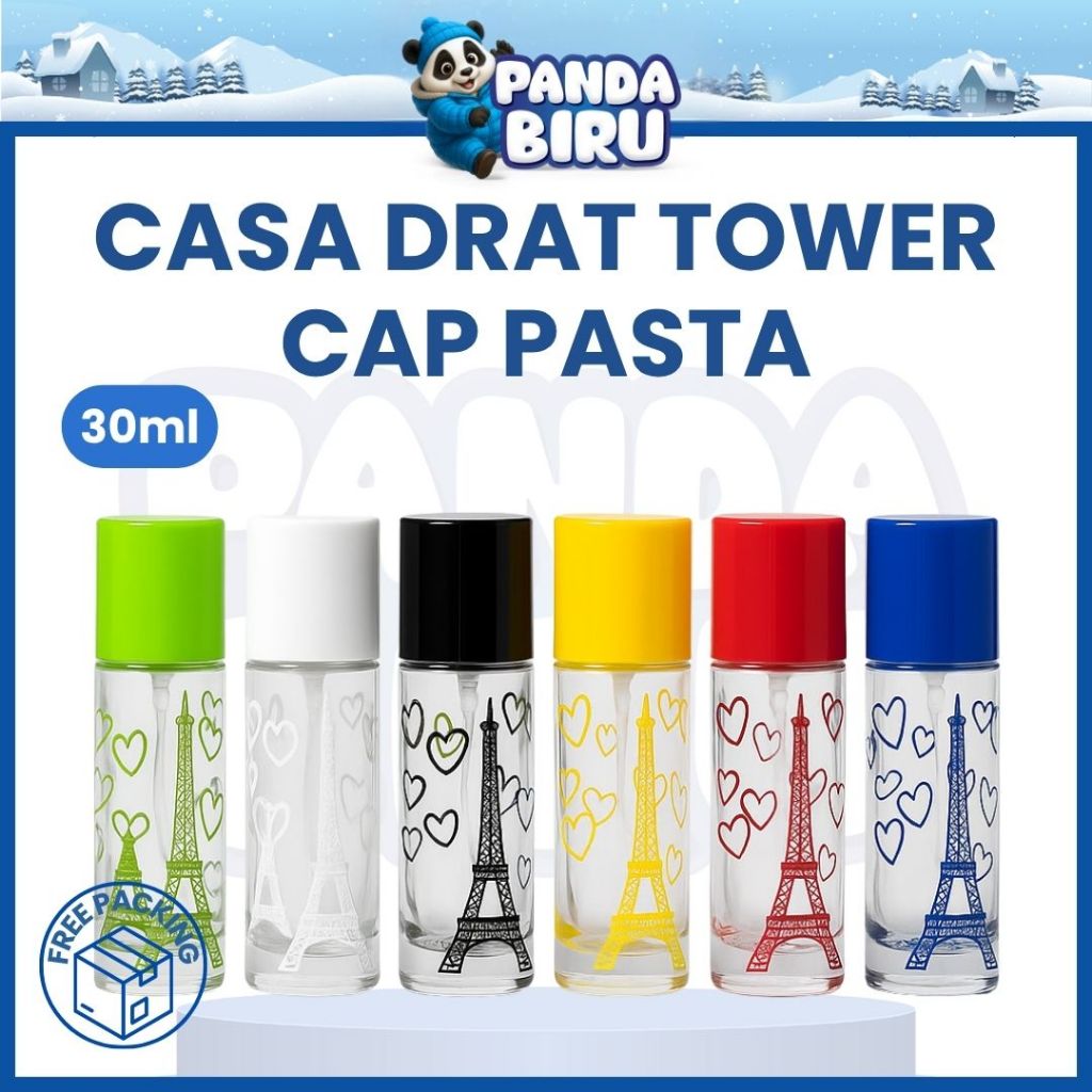 Jual BOTOL PARFUM CASA DRAT TOWER CAP WARNA PASTA MIX 30ML | BOTOL KACA ...
