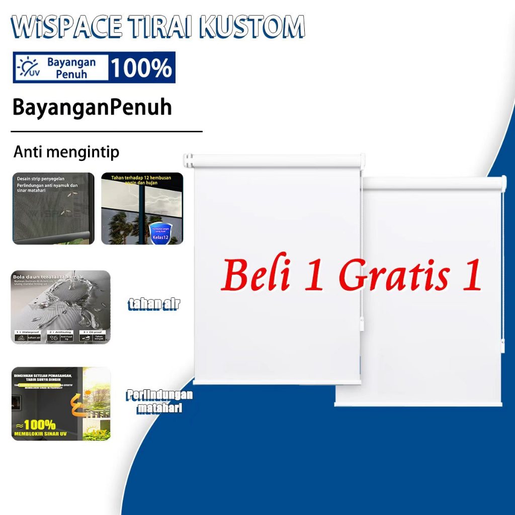Jual Roller Blind Beli satu, dapatkan satu gratis Blackout 100% Custom ...