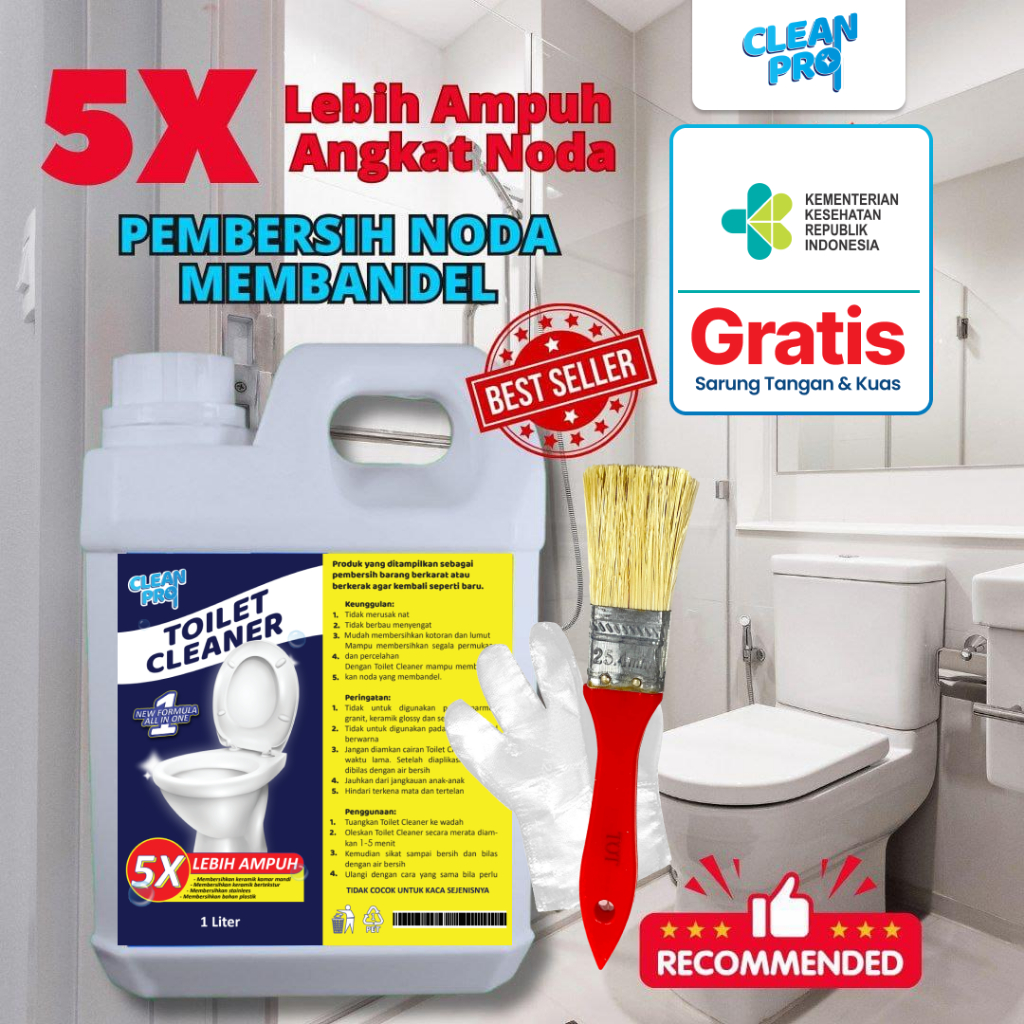 Jual CLEAN PRO Toilet Cleaner 1 Liter Pembersih Noda Kerak Lantai ...