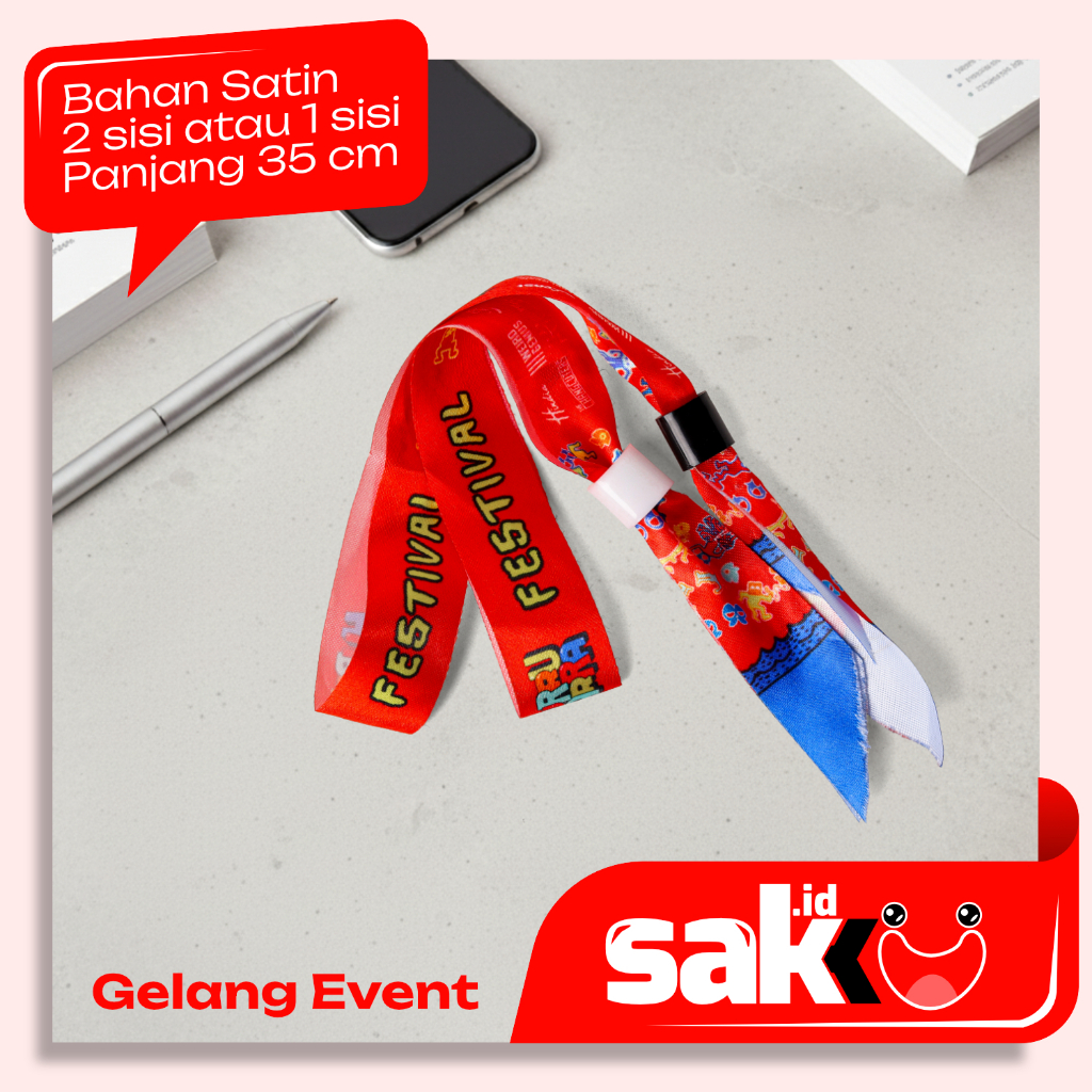 Jual Gelang Event Custom 2cm Anti Air Bahan Satin | Wristband Lanyard ...