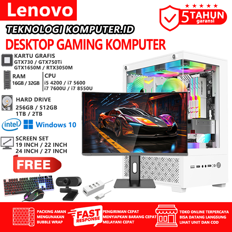 Jual Lenovo Komputer Desktop Gaming Full Set Baru Berlaku Untuk Kantor ...