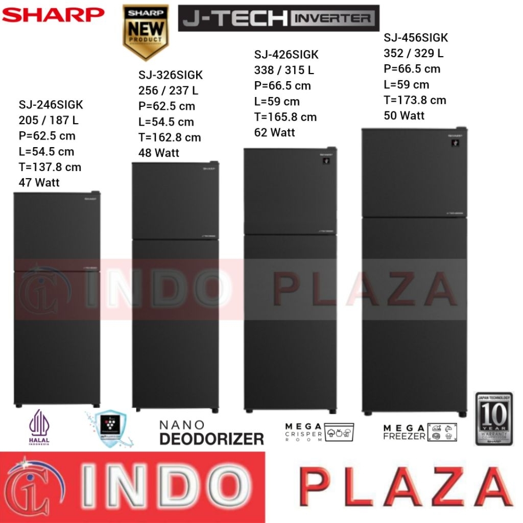 Jual KULKAS SHARP 2 PINTU JTECH-INVERTER PLASMACLUSTER SIGK Series ...