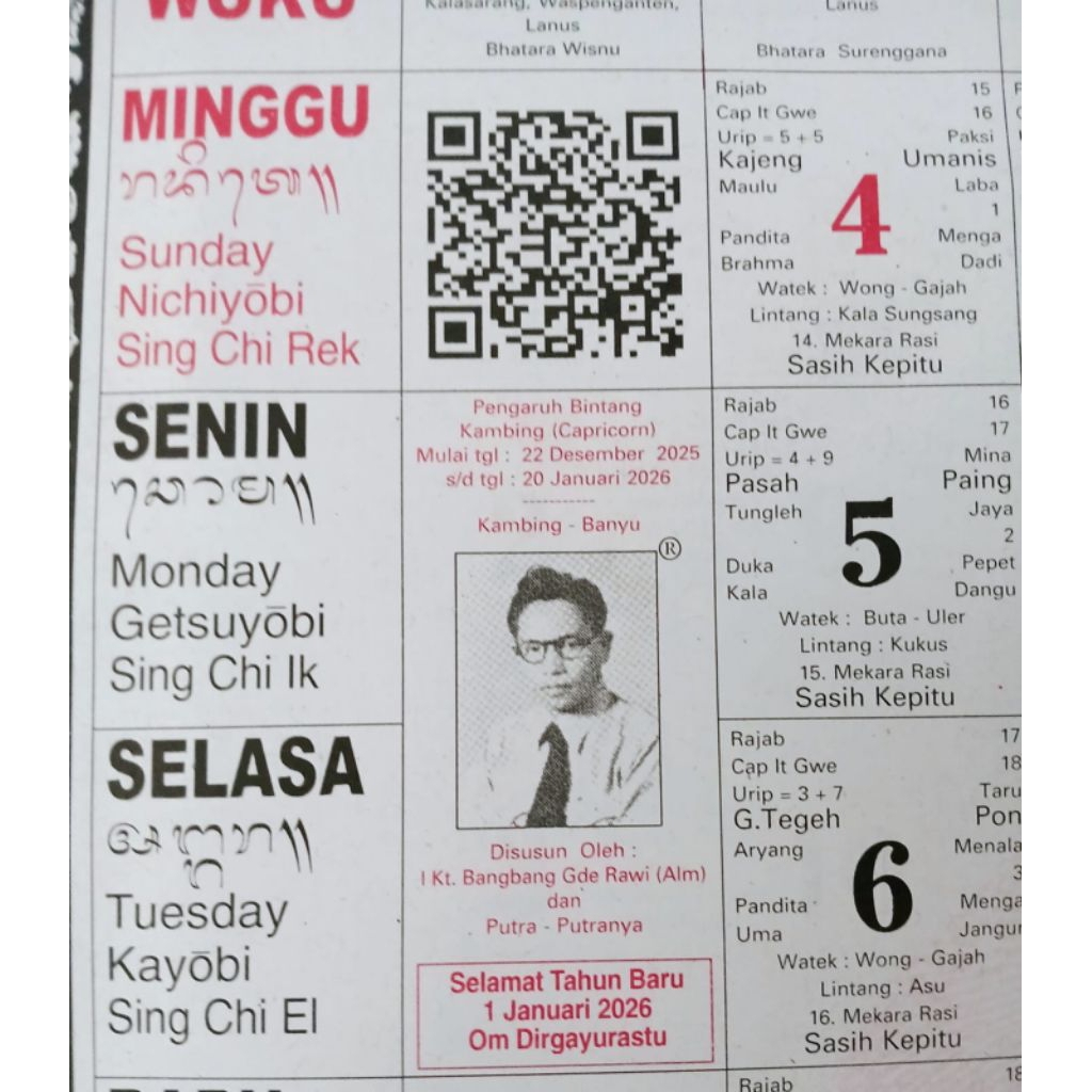 Jual KALENDER HINDU BALI 2026 BANGBANG GDE RAWI | Shopee Indonesia