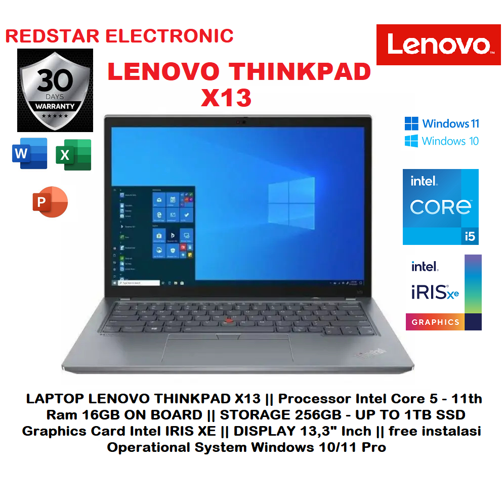 Jual LENOVO THINKPAD X13 G2 Intel Core 5 Gen 11th TOUCHSCREEN RAM 16GB ...