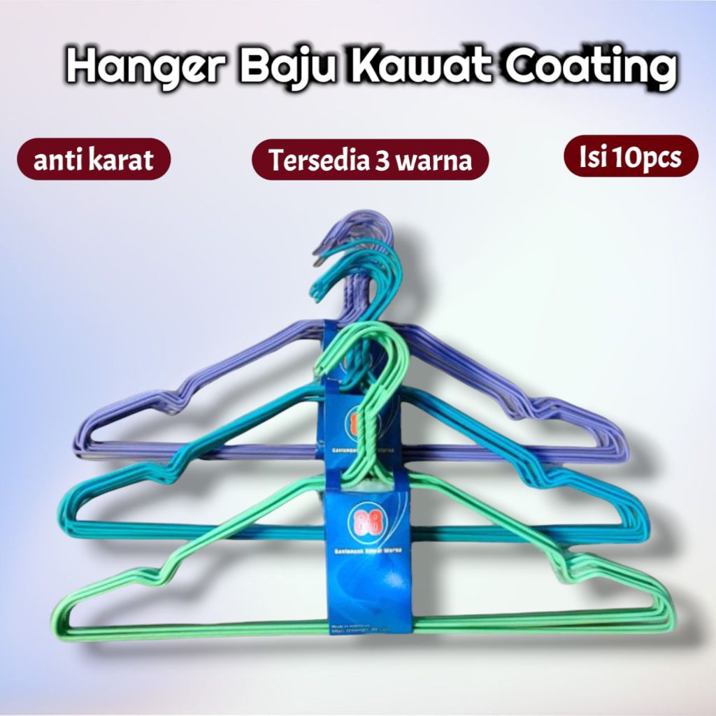 Jual Hanger Baju Coating Kawat 88 Dewasa Tebal Anti Karat Warna Isi ...