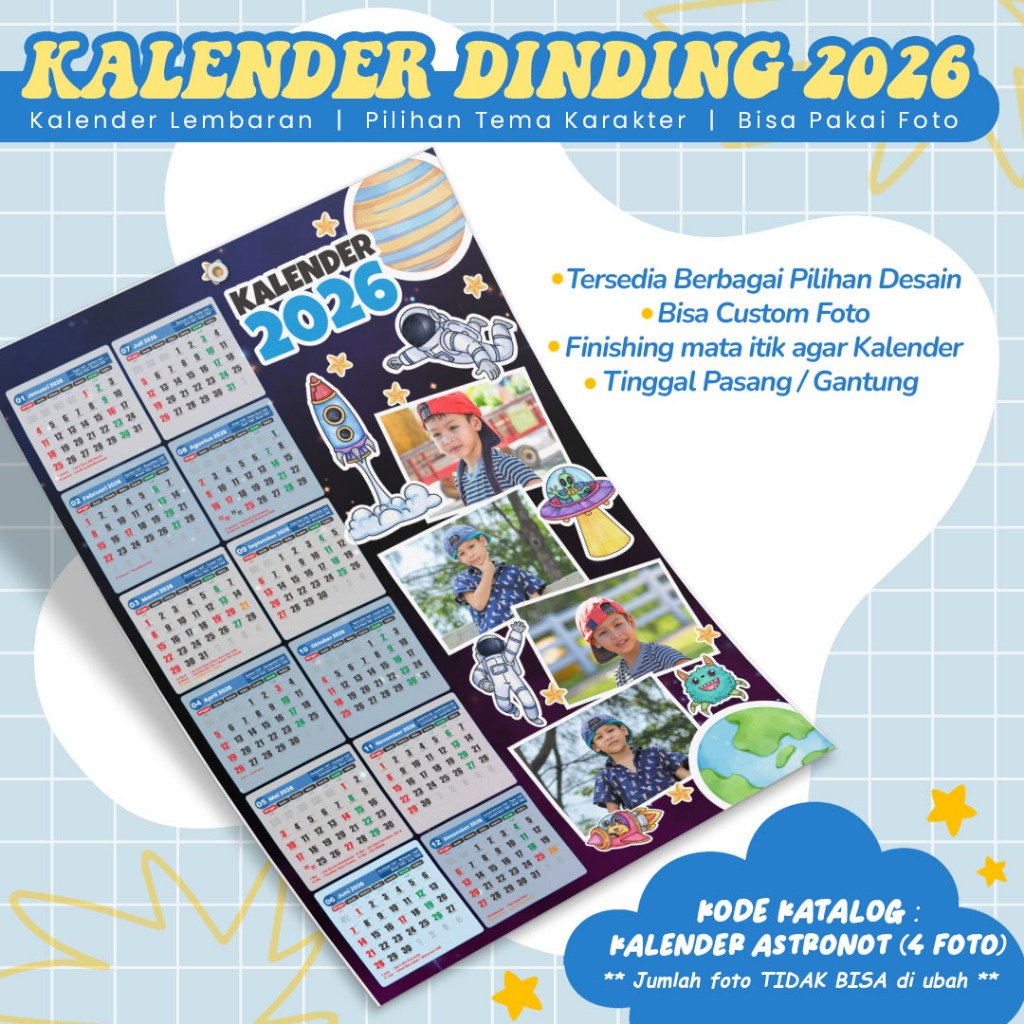 Jual CETAK KALENDER 2026 CUSTOM DESAIN KARTUN / KARAKTER ANAK PRINT ...