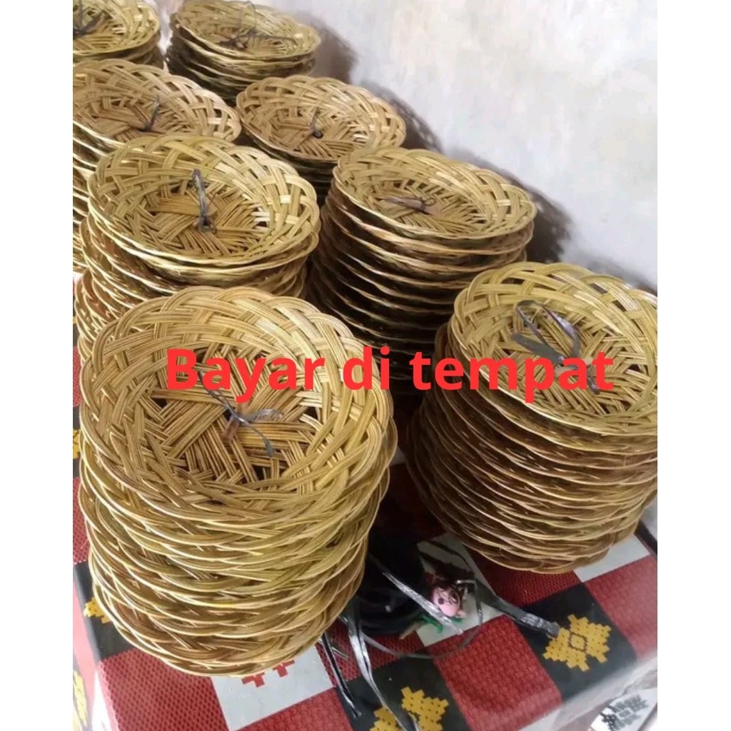 Jual piring lidi 50pcs 25pcs Sudah Pernis/Piring Anyaman Lidi Aesthetic ...