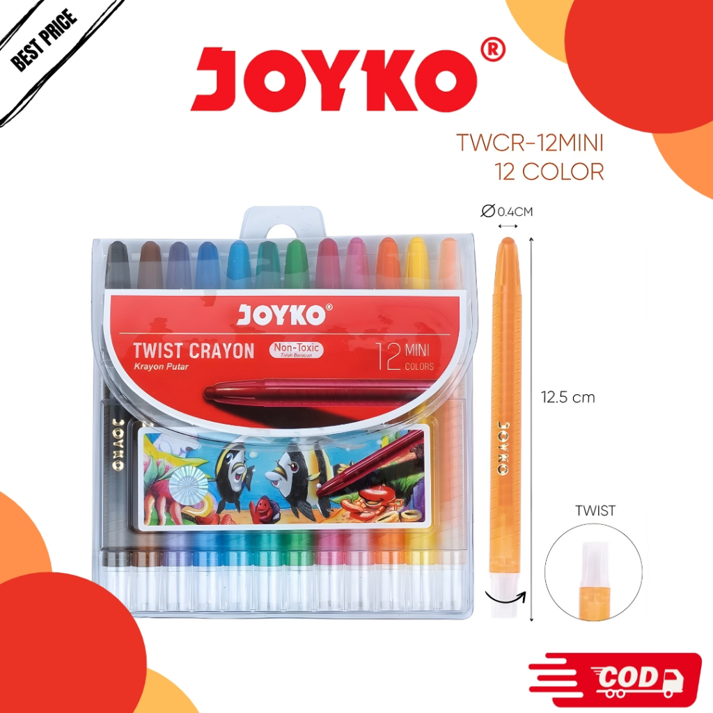 Jual Joyko Twist Crayon TWCR-12 Mini Krayon Puter 12 Mini Joyko - Set ...