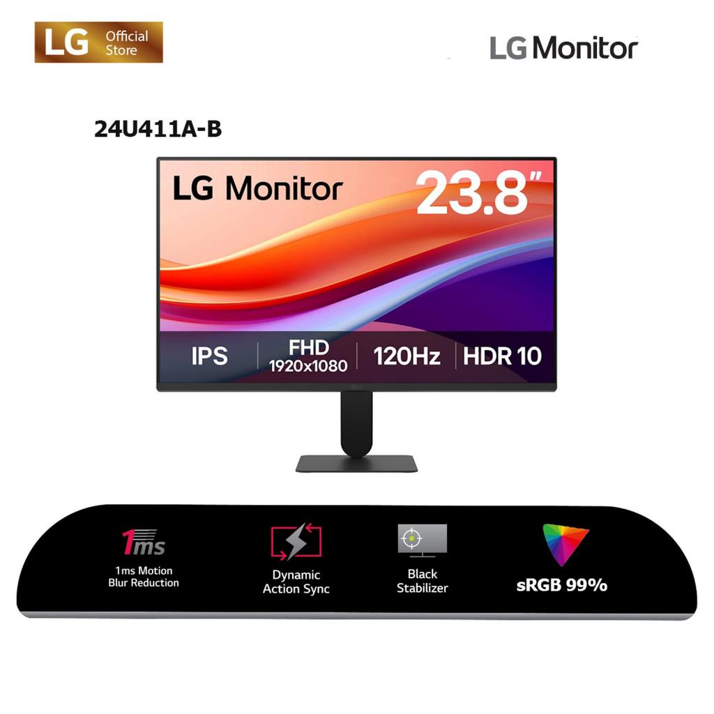 Jual Monitor LG 24U411A-B FHD IPS Monitor 120Hz, 1ms, with 4 Side ...