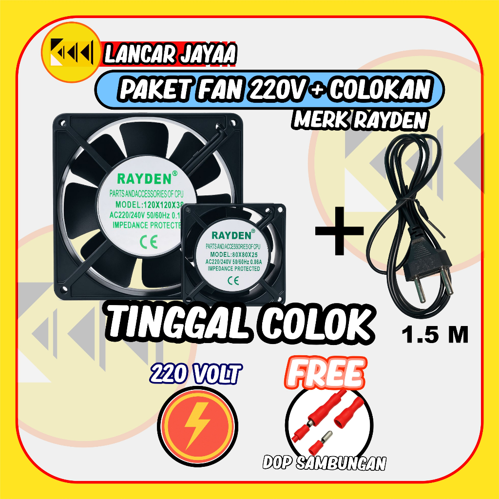 Jual KIPAS FAN EXHAUST COOLING 220V AC // PLUS KABEL COLOKAN KIPAS ...