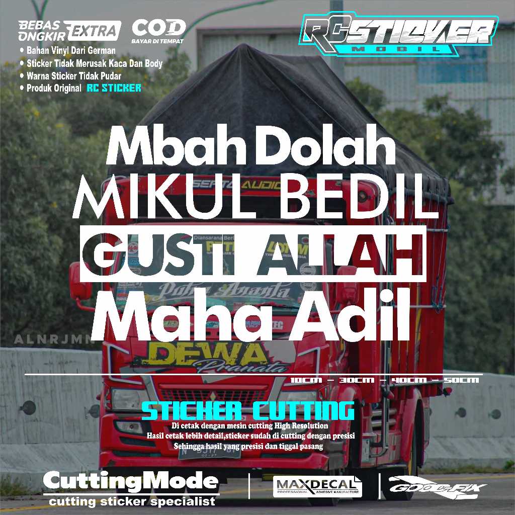 Jual Stiker truk mbah dolah mikul bedil cutting variasi kaca pintu truk ...