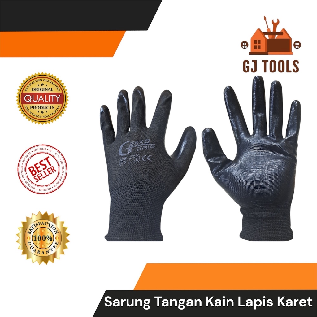 Jual SARUNG TANGAN KAIN LAPI KARET GEKKO HITAM - SARUNG TANGAN KAIN ...