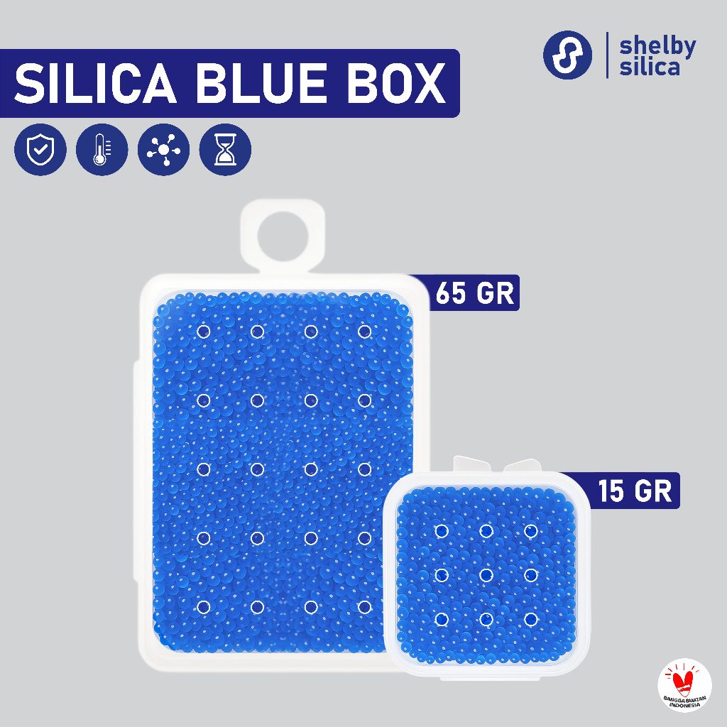 Jual Shelby Silica Gel Plastic Box Blue 65gr 15gr / Kotak Silika Gel ...