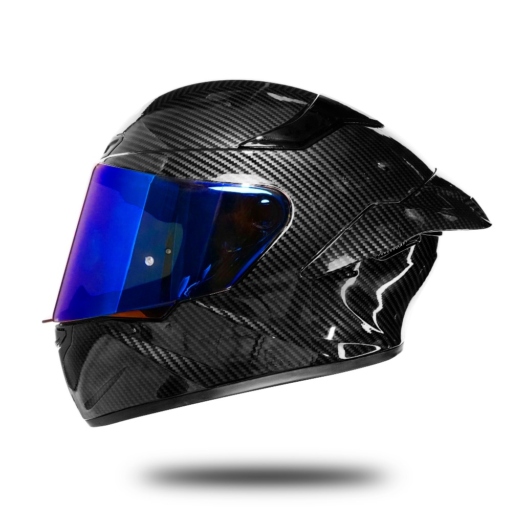 Jual Helm Full Face MLA Falcon Motif CARBON Kaca Visor Blue Iridium ...