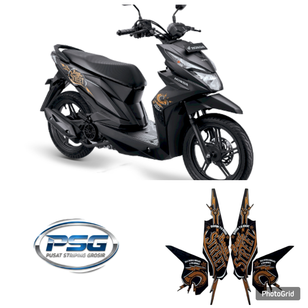 Jual STICKER STRIPING BODY MOTOR HONDA BEAT STREET 2019 2020 HITAM-DOFF ...