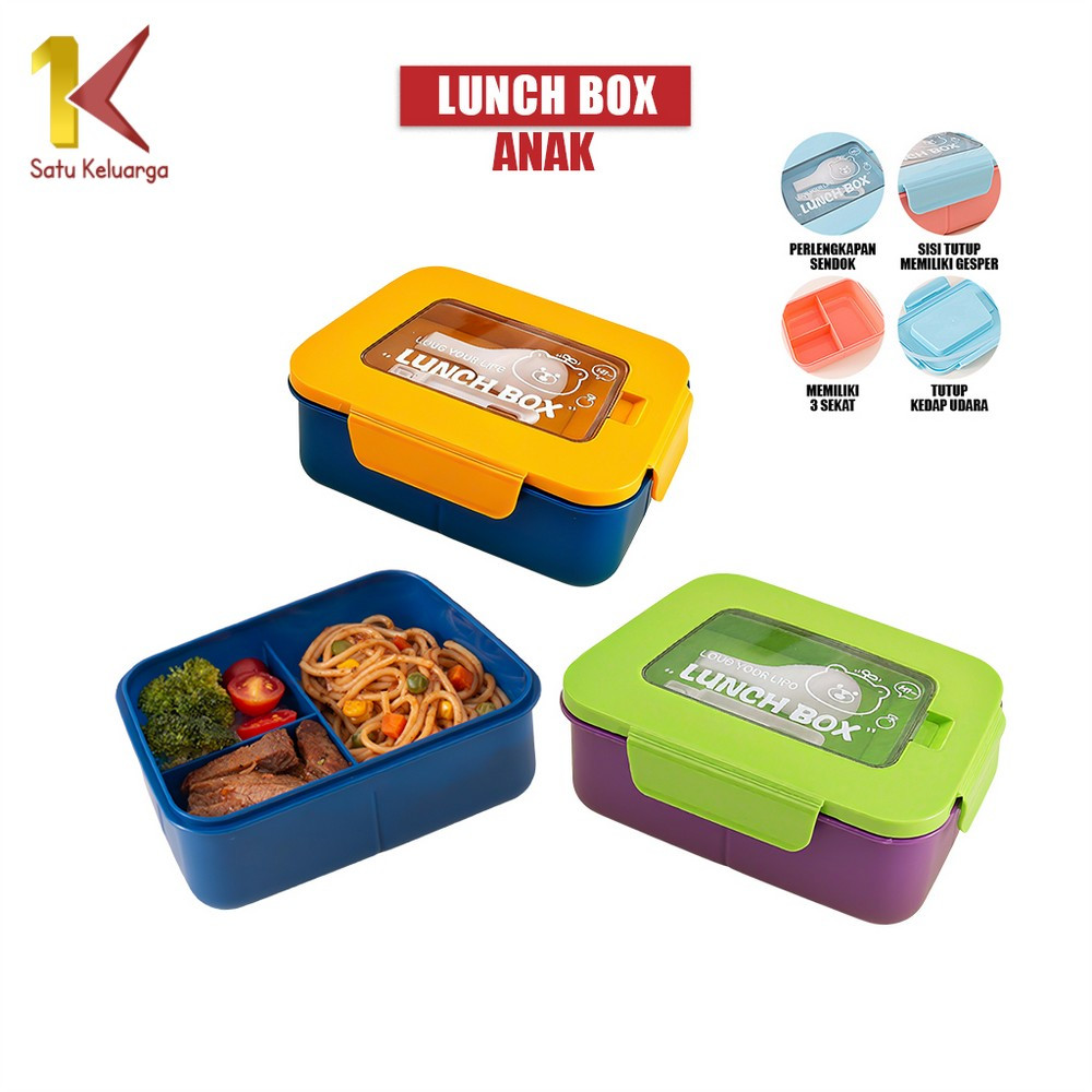 Jual Satu Keluarga Lunch Box Anak 3 Sekat C1380 Tempat Makan Lucu Kotak ...