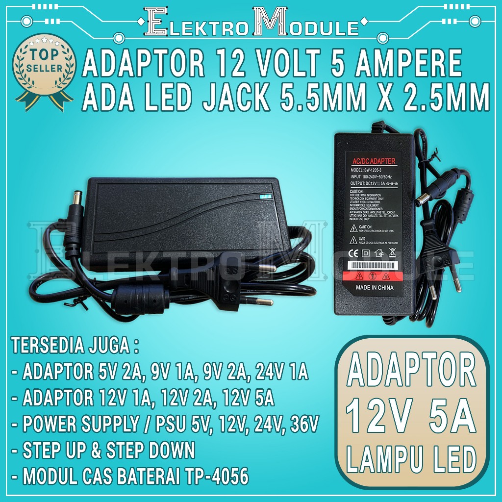 Jual Adaptor 5A 12V Murni Switching Adaptor CCTV 12V 5A Adaptor CCTV ...