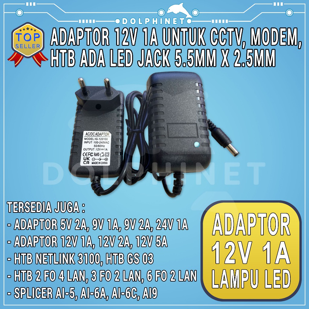 Jual Adaptor 12V 1A Baru Kualitas Bagus LED Untuk Router Modem CCTV STB ...
