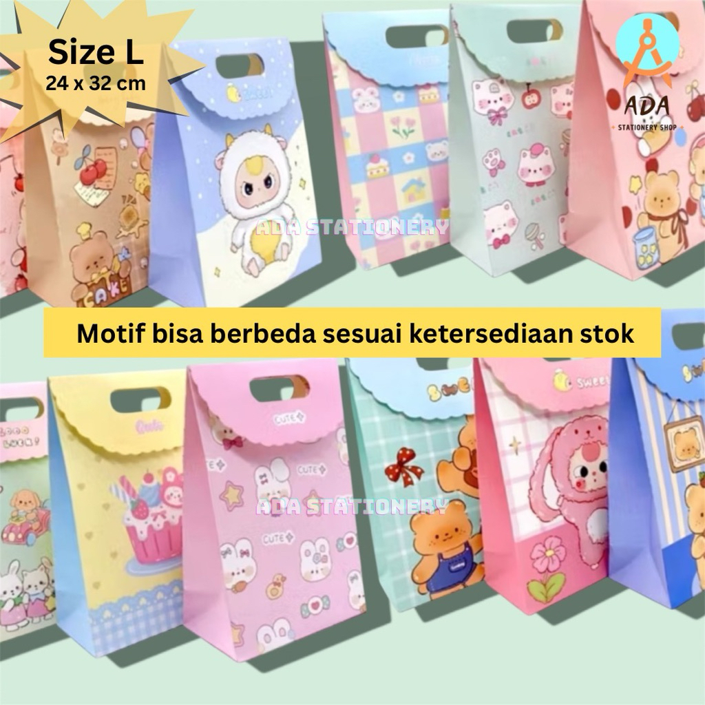 Jual ( 1 Pc size LARGE) PAPERBAG SIZE L DENGAN PEREKAT/ PAPERBAG BESAR ...