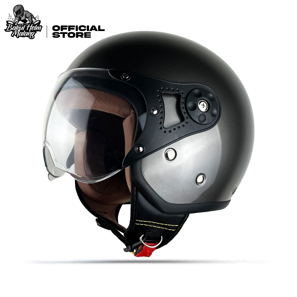 Jual Helm Retro NIELS Hijab Friendly Half Face Gunmetal Helem Wanita ...