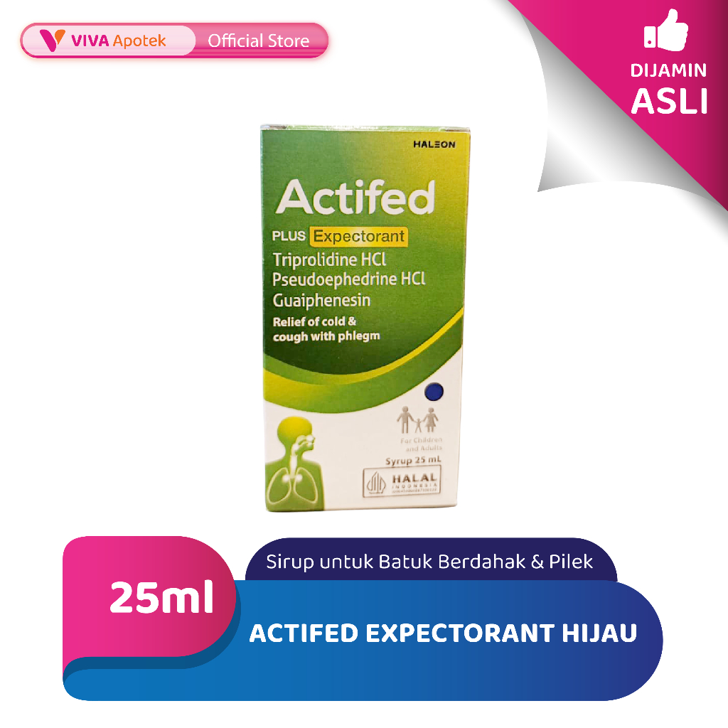 Jual Actifed Expectorant Hijau Sirup untuk Batuk Berdahak & Pilek (25 ...