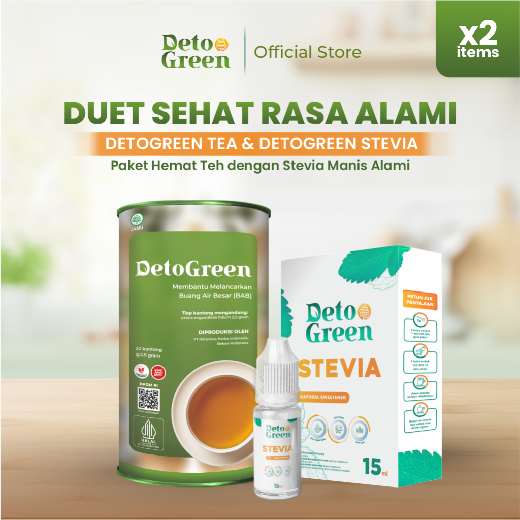 Jual DETOGREEN Teh dan Stevia Bundling Hemat Detoks Alami Tanpa Kalori ...