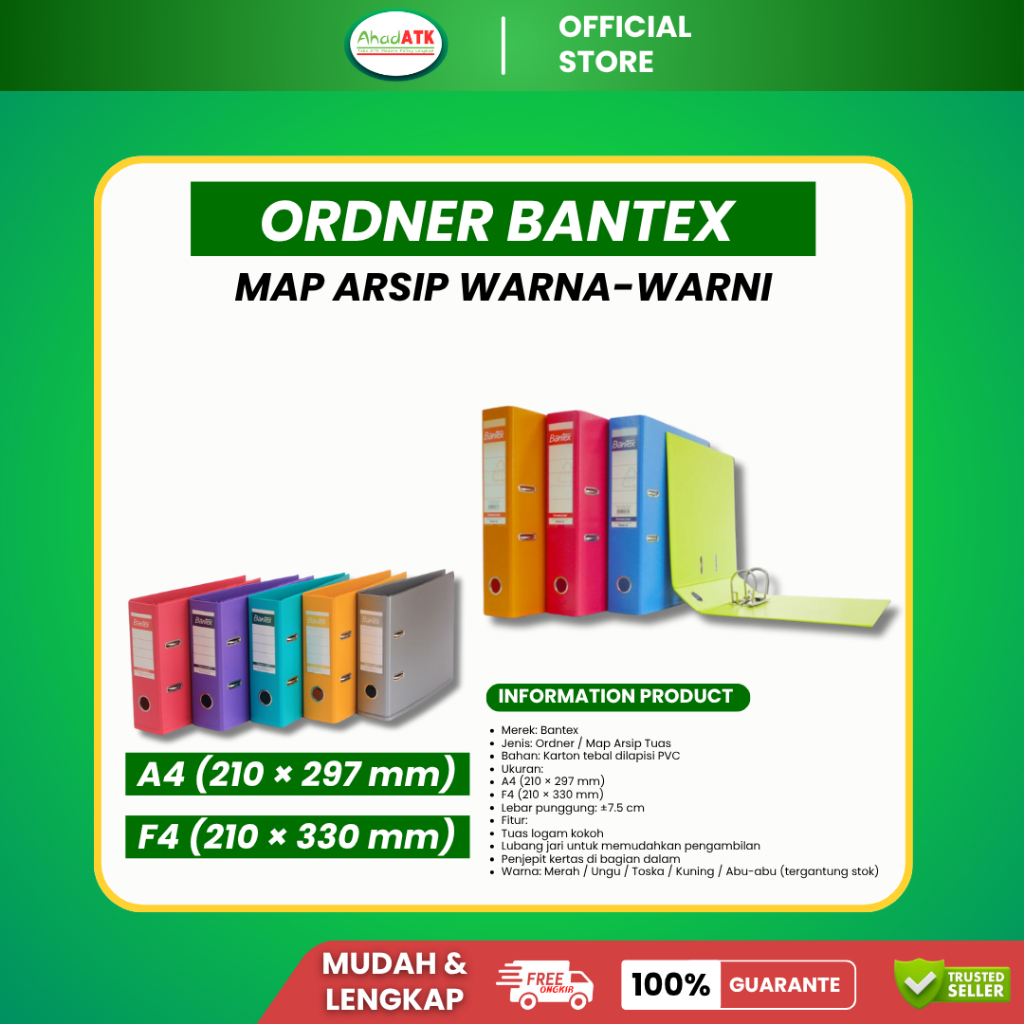 Jual Ordner Bantex PVC A4 / F4 – Map Arsip Tuas Warna-Warni | Shopee ...