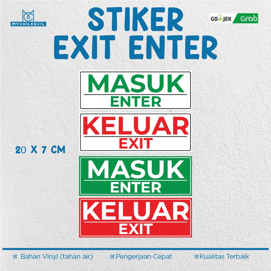 Jual STIKER MASUK KELUAR / STIKER ENTER EXIT / STIKER ARAH PINTU ...