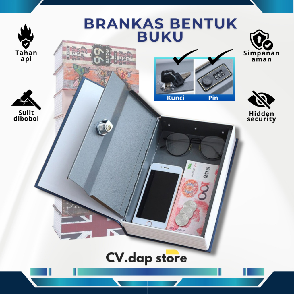 Jual TAFFHOME Kotak Penyimpanan Brankas Mini Bentuk Buku Brangkas ...