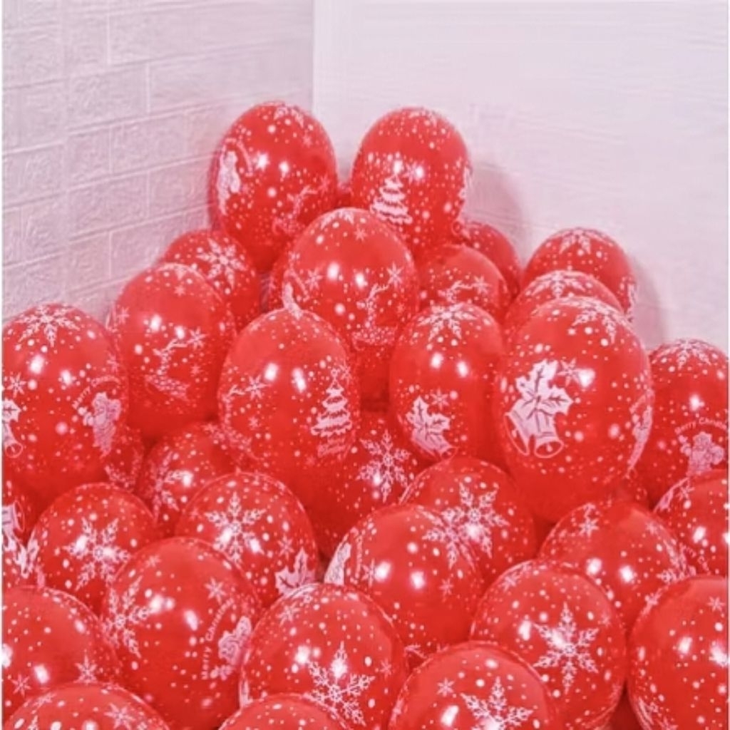 Jual [ISI 10 PCS] Balon latex motif natal Christmas warna merah dan ...