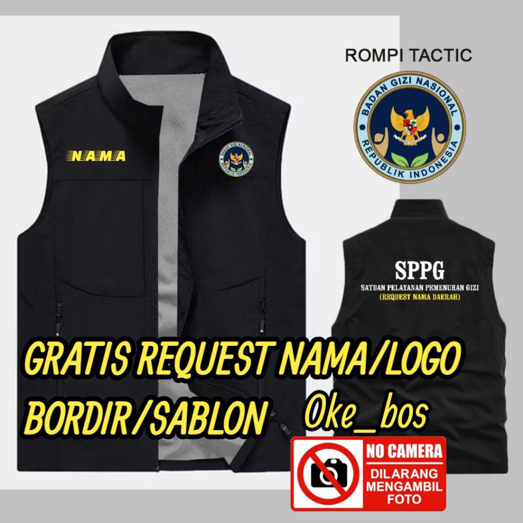 Jual Jaket rompi custom bordir/sablon MBG/SPPG terbaru gratis request ...