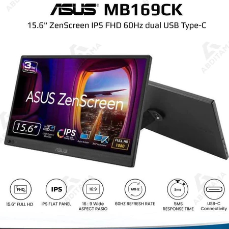 Jual Monitor Portable LED ASUS ZenScreen MB169CK 15.6" IPS 1080p FHD ...