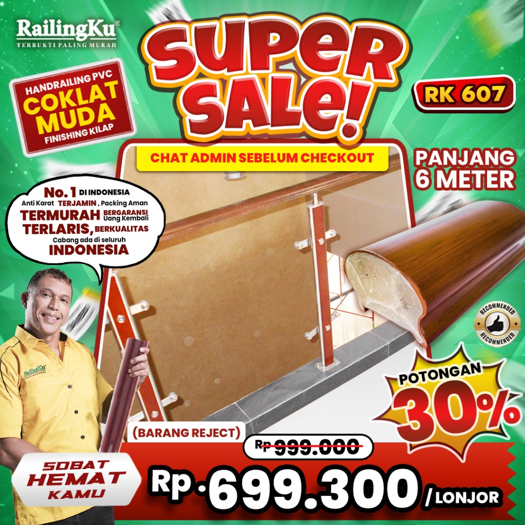 Jual [CHAT ADMIN DULU] Railingku Handrailing PVC Profil Bulat [SUPER ...