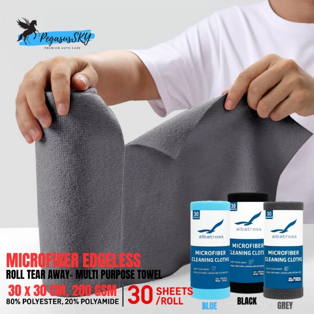 Jual MICROFIBER TEAR AWAY EDGELESS ROLL - 200GSM 30X30cm 30 LEMBAR/ROLL ...