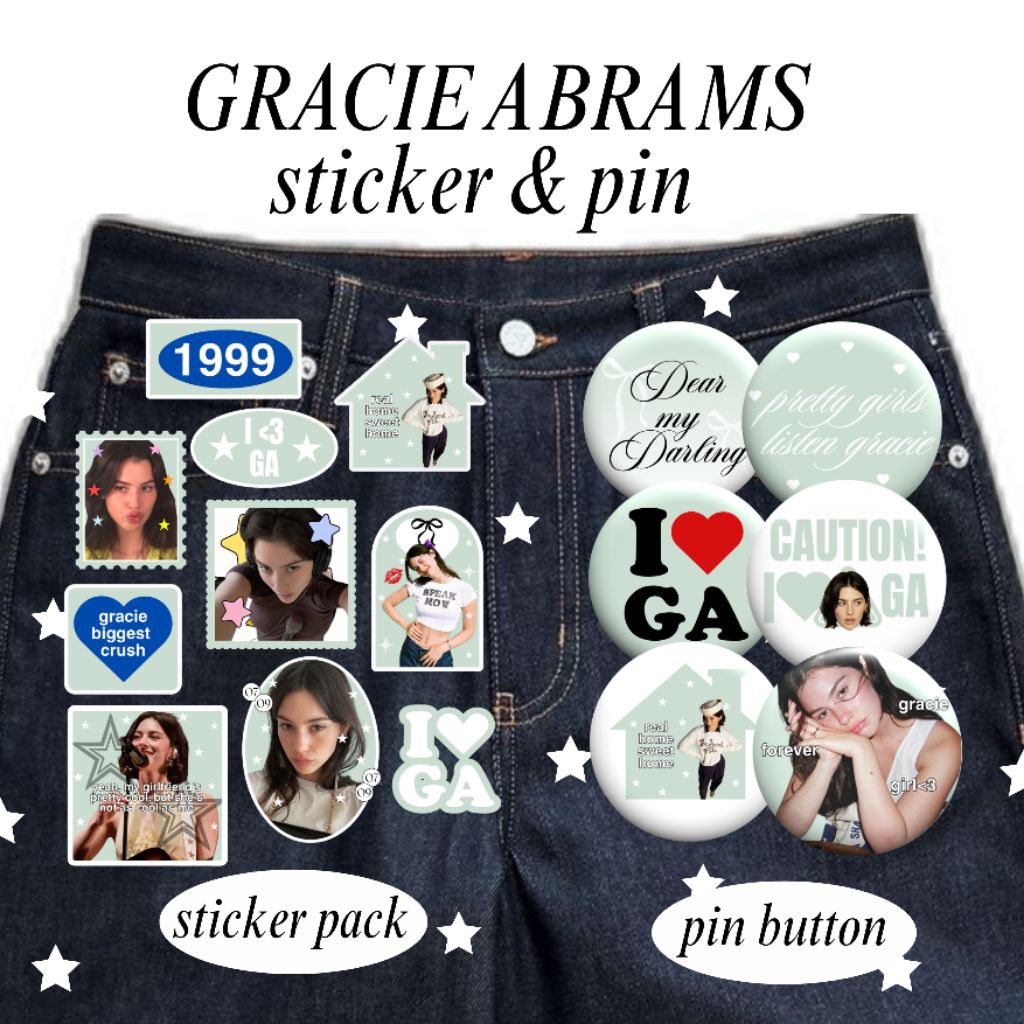 Jual [PRE-ORDER] GRACIE ABRAMS PIN BUTTON & STICKER PACK SINGER WESTERN ...