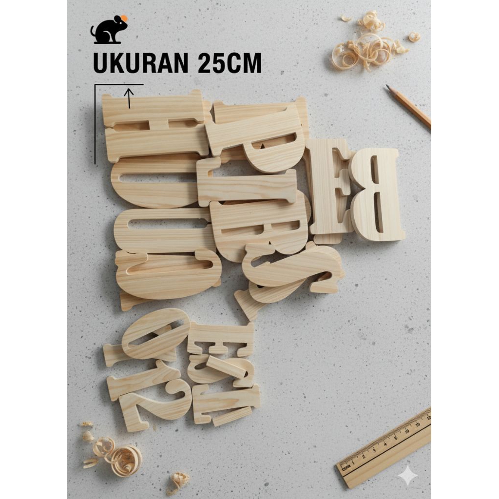 Jual huruf kayu tinggi 25cm huruf timbul angka kayu | Shopee Indonesia