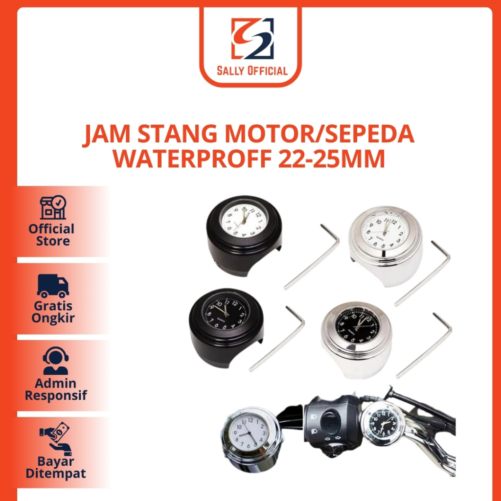 Jual Jam Stang Motor Waterproff Jam Handle Bar Handlebar Sepeda 22-25mm ...